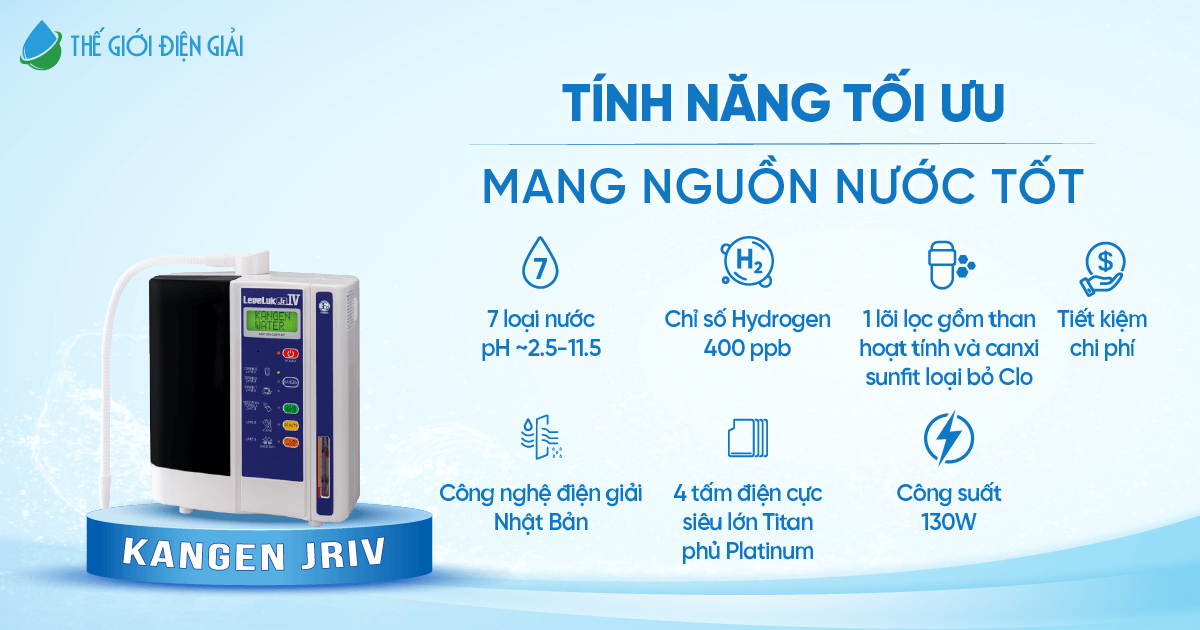 Máy điện giải ion kiềm Kangen Leveluk JRIV 100% chính hãng được xác thực