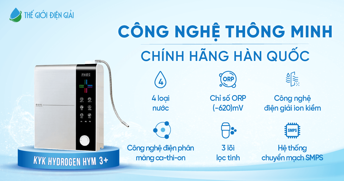 Máy điện giải KYK Hydrogen HYM 3+ Hàn Quốc chính hãng