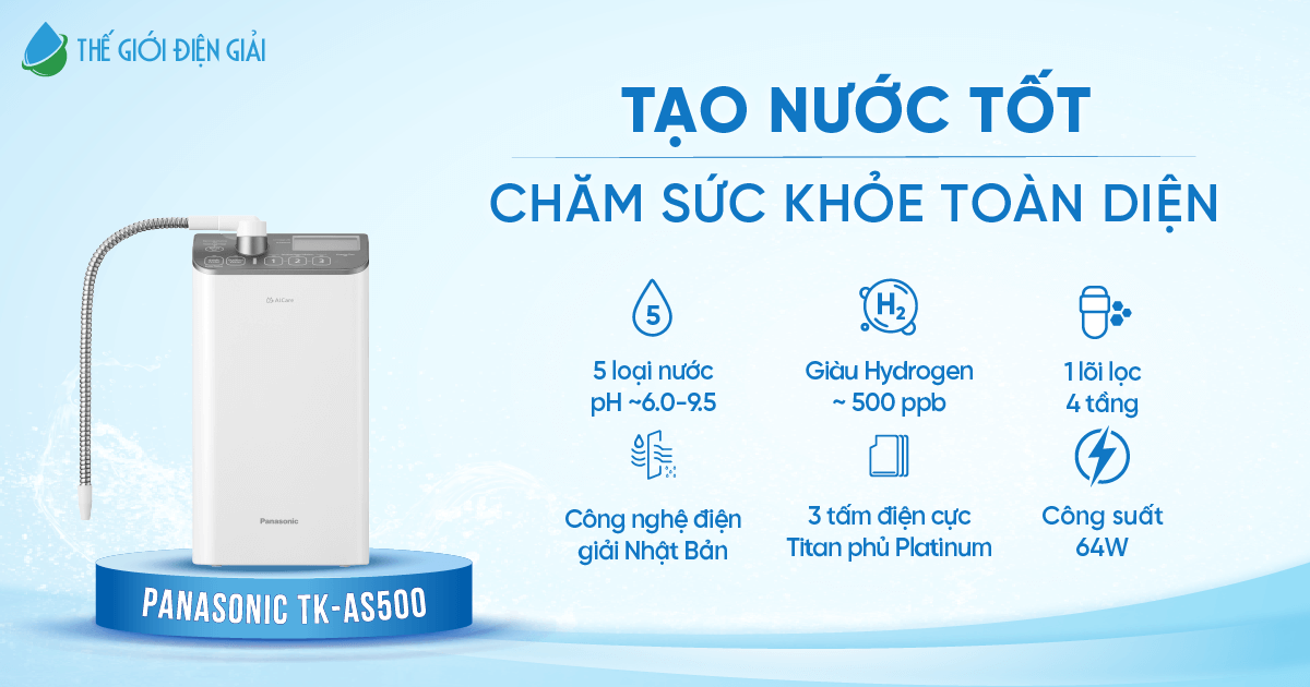 [Trả Góp] Máy lọc nước điện giải iON kiềm Panasonic TK-AS500 - Trả trước 40%
